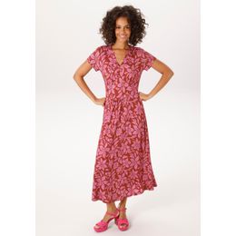 Aniston CASUAL Damen Sommerkleid, pink, Gr. 40, bedruckt, gebl&uuml;mt, Single Jersey, Obermaterial: 95% Viskose, 5% Elasthan, Kleider, mit trendfarbenem,