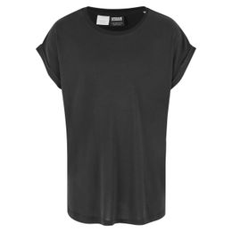 T-Shirt Urban Classics "Urban Classics Damen Girls Modal Extended Shoulder Tee", M&auml;dchen, Gr. 134/140, schwarz, 77% Modal, 23% Polyester, unifarben, loose fit, Balconnet, Shirts T-Shirt