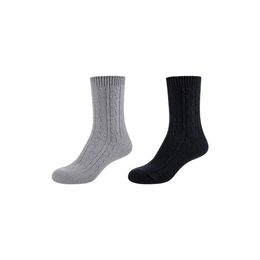 s.Oliver Damen Socken "Socken 2er Pack", Gr. 35, schwarz, 98% Polyester, 2% Elasthan, Zopfmuster, Socken