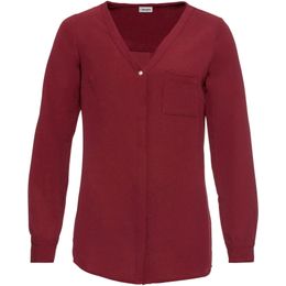 bonprix Damen Longbluse "Longbluse", rot, Gr. 38, unifarben, Obermaterial: 97% Polyester, 3% Elasthan, Blusen, bequeme Passform, verdeckte