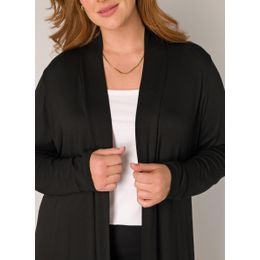 Damen Longstrickjacke "Ayla Long", schwarz, Gr. 54, Base Level Curvy, unifarben, Strick, Obermaterial: 94% Viskose, 6% Elasthan, Strickjacken, Gro&szlig;e