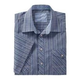 Marco Donati Herren Kurzarmhemd, blau, Gr. 41, unifarben, 100% Baumwolle, Hemden