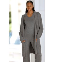 Lascana Damen Longstrickjacke, Gr. 40, blau, Feinstrick, Obermaterial: 50% Viskose (LENZING ECOVERO ), 28% Polyester, 22% Polyamid, meliert,