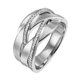 Jobo Damen Fingerring, 50, Silber 925 (Sterlingsilber), silber, Silber 925 (Sterlingsilber), Fingerringe, breit 925 Silber mit 34 Zirkonia