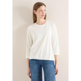 Cecil Damen Langarmshirtvanillewei&szlig;, Gr. XL, unifarben, Web, 48% Baumwolle, 48% Modal, 4% Elasthan, Shirts, mit 3/4 &Auml;rmeln