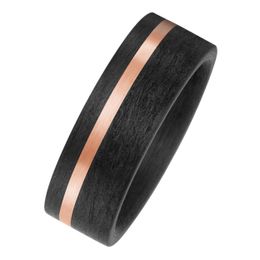 Jobo Damen Fingerring, 64, Carbon Ros&eacute;gold 585, rosa, Carbon, Ros&eacute;gold 585, Fingerringe, Carbon und 585 Ros&eacute;gold matt Partnerring bicolor