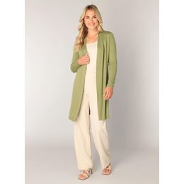 Base Level Damen Longstrickjacke "Yayla Long", gr&uuml;n, Gr. 40, Strick, Obermaterial: 94% Viskose, 6% Elasthan, Strickjacken, ohne Verschluss
