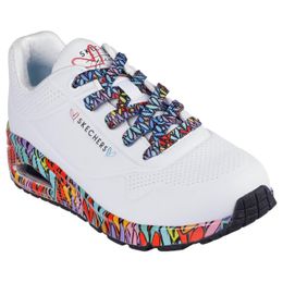 Skechers Damen Sneaker "UNO", Gr. 36, bunt, Lederimitat, kontrastfarbene Details, Schuhe, Plateausneaker, Schn&uuml;rschuh mit Keilabsatz