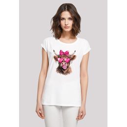 F4NT4STIC Damen T-Shirt "Highland Cow Valentinstag Sonnenbrille", wei&szlig;, Gr. XS, Obermaterial: 100% Baumwolle, Shirts, Premium Qualit&auml;t