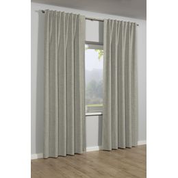 Gardine SEHLBACH, B:140cm H:245cm, beige, Polyester, Schlafzimmer, Gardinen, "Schal Blackout Struktur", mit Gardinenband und verdeckten Schlaufen