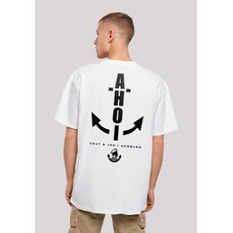 F4NT4STIC Herren T-Shirt "Oversized T-Shirt Ahoi Anker Knut & Jan Hamburg", wei&szlig;, Gr. L, Obermaterial: 100% Baumwolle, Shirts, Print