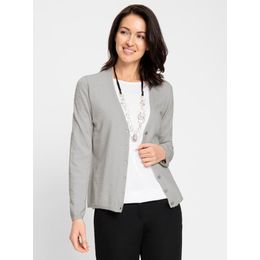 Inspirationen Damen Strickjacke, grau, Gr. 48, unifarben, 50% Viskose, 25% Polyester, 25% Polyamid, Strickjacken