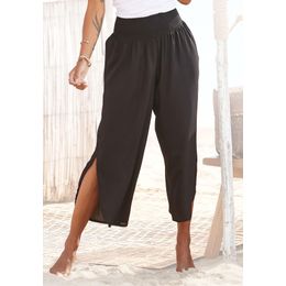 Buffalo Damen Schlupfhose "mit weitem Bein und seitlichem Schlitz", schwarz, Gr. 36, unifarben, Web, Obermaterial: 100% Viskose, Hosen, mit bequemem