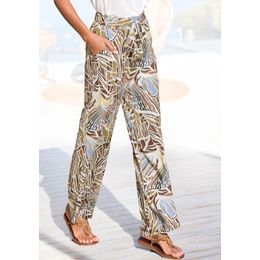 Lascana Damen Palazzohose, bunt, Gr. 42, bedruckt, Jersey, Obermaterial: 100% Viskose, Hosen, aus Viskosejersey, Sommerhose mit Alloverprint und