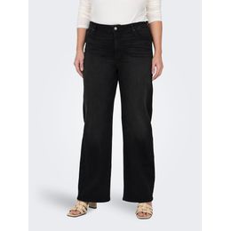 Only CARMAKOMA Damen High-waist-Jeans "CARWILLY HW WIDE JEANS CRO1099 NOOS", schwarz, Gr. 42, unifarben, Denim/Jeans, Obermaterial: 92% Baumwolle, 6%