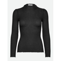 rosemunde Damen Langarmshirt "Belize silk shirt mit Seide", schwarz, Gr. XL, unifarben, Strick, Obermaterial: 70% Seide, 30% Baumwolle, Shirts,