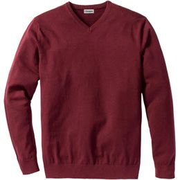 bonprix Herren Strickpullover "Feinstrickpullover in Regular Fit", rot, Gr. 56, unifarben, Strick, Obermaterial: 70% Baumwolle, 30% Polyamid,