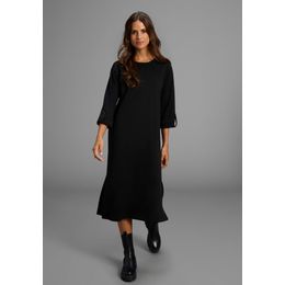 Laura Scott Damen Midikleid, schwarz, Basic, Gr. 40, unifarben, Milano Rib, Obermaterial: 76% Polyester, 20% Viskose, 4% Elasthan, Kleider, aus