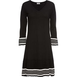 bonprix Damen Strickkleid, schwarz, Gr. 52, Obermaterial: 80% Viskose, 20% Polyamid. Unterteil: 80% Viskose, 20% Polyamid, Kleider, aus Viskose und