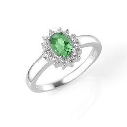 Smart Jewel Damen Silberring "zauberhaft, farbiger Stein und wei&szlig;e Zirkonia, Silber 925", 52, Silber 925 (Sterlingsilber), gr&uuml;n, Silber 925