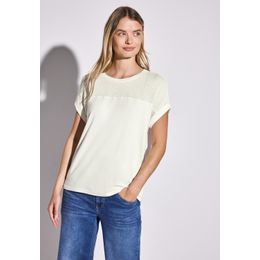 Street One Damen T-Shirt, wei&szlig;, Gr. 44, unifarben, Stoff, 95% Viskose, 5% Elasthan, Shirts, aus strecthigem Viskosematerial