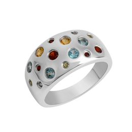 Vivance Damen Fingerring "925/- Sterling Silber rhodiniert mit Farbsteinen", 058 (18,5), Silber 925 (Sterlingsilber), wei&szlig;, Silber 925