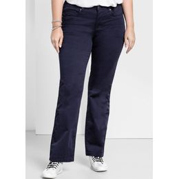 sheego Damen Bootcuthose, blau, Gr. 52, unifarben, 97% Baumwolle, 3% Elasthan, Hosen