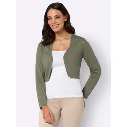 Inspirationen Damen Bolero, gr&uuml;n, Gr. 46, unifarben, 100% Baumwolle, Strickjacken
