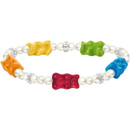 Thomas Sabo Damen Armband "Thomas Sabo x HARIBO Schmuck: Perlenarmband mit Goldb&auml;ren", 17, Perlen Silber 925 (recycelt) Silikon, bunt, Perlen, Silber
