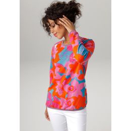 Aniston CASUAL Damen Sweatshirt, bunt, Gr. 44, bedruckt, gebl&uuml;mt, Single Jersey, Obermaterial: 95% Baumwolle, 5% Elasthan, Sweatshirts, mit