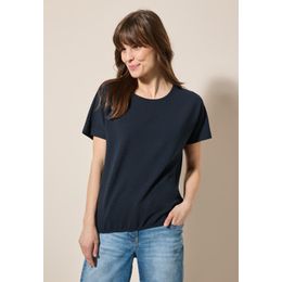 Cecil Damen T-Shirt, blau, Gr. M, unifarben, Stoff, 70% Polyester, 27% Viskose, 3% Elasthan, Shirts, mit Elastiksaum
