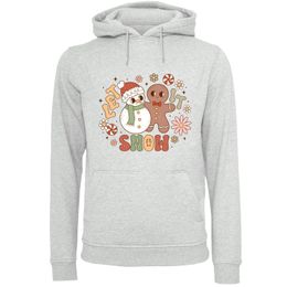 F4NT4STIC Damen Kapuzenpullover "Let It Snow Groovy Christmas Gingerbread", grau, Gr. M, Obermaterial: 65% Baumwolle, 35% Polyester, Pullover,