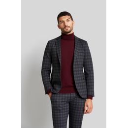 Bugatti Herren Sakko, grau, Gr. 56, kariert, 84% Polyester, 12% Viskose, 4% Elasthan, Sakkos, mit high-Stretch Funktion