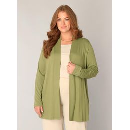 Damen Strickjacke "Ayla", gr&uuml;n, Gr. 50, Base Level Curvy, unifarben, Strick, Obermaterial: 94% Viskose, 6% Elasthan, Strickjacken, Gro&szlig;e Gr&ouml;&szlig;en