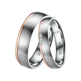 DOOSTI Damen Trauring "Schmuck Geschenk Edelstahl Trauring Ehering Partnerring LIEBE", 60, ohne Zirkonia, Edelstahl, 6mm, rosa, Edelstahl,