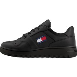 Tommy Jeans Herren Sneaker "TJM RETRO BASKET ESS", Gr. 40, schwarz, Leder, Textil, unifarben, Schuhe, Freizeitschuh, Halbschuh, Schn&uuml;rschuh, im