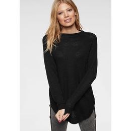 Aniston CASUAL Damen Rundhalspullover, schwarz, Gr. 40, Strukturmuster, unifarben, Feinstrick, Obermaterial: 100% Polyacryl, Pullover, mit Rippstrick