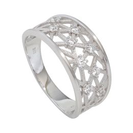 Jobo Damen Goldring, 60, Wei&szlig;gold 333, wei&szlig;, Wei&szlig;gold 333, Fingerringe, breit 333 Wei&szlig;gold mit Zirkonia