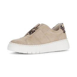 Gabor Damen Plateausneaker, Gr. 42beige, Ziegenveloursleder, Schuhe, Freizeitschuh, Halbschuh, Slipper mit Gummizug-Band &uuml;ber dem Rist