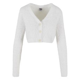 Urban Classics Damen Cardigan "Urban Classics Damen Ladies Cropped Feather Cardigan", wei&szlig;, Gr. L, unifarben, 51% Polyacryl, 49% Polyamid,