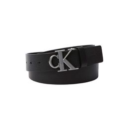 Calvin Klein Herren Lederg&uuml;rtel "CK BUCKLE 40MM FIXED"schwarz, antique silber, Gr. 105, unifarben, Web, Rindsleder, G&uuml;rtel, Gr&ouml;&szlig;enverstellbar mit