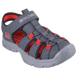 Skechers Jungen Sandale "RELIX-VALDEX", Gr. 31, grau, Lederimitat, Textil, kontrastfarbene Details, Schuhe, Badesandale mit leichter Laufsohle,