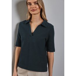 Street One Damen Poloshirt, gr&uuml;n, Gr. 34, unifarben, Web, Obermaterial: 52% Polyester, 47% Baumwolle, 1% Elasthan, Shirts, mit Struktur