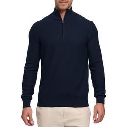 INDICODE Herren Troyer "INBarcerle Half Zip", blau, Gr. M, unifarben, Strick, Obermaterial: 100% Baumwolle, Pullover