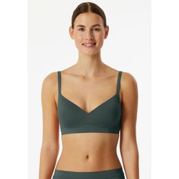 Schiesser Damen Soft-BH "Unique Micro", Gr. 80, gr&uuml;n, Single Jersey, Obermaterial: 70% Polyamid, 30% Elasthan, BHs, mit Schale, verstellbare Tr&auml;ger,