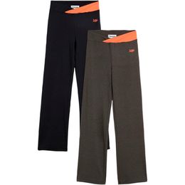 bonprix Damen Sporthose "Baumwoll-Sporthose, Bootcut (2er Pack)", grau, Gr. 56, Obermaterial: 95% Baumwolle, 5% Elasthan, Hosen, aus