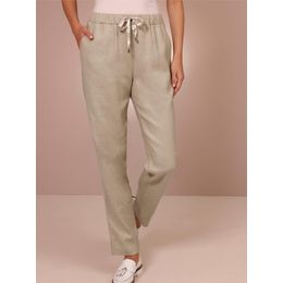 Damen Jogger Pants, beige, Gr. 36, CREATION L PREMIUM, unifarben, 55% Leinen, 42% Viskose, 3% Elasthan, Hosen