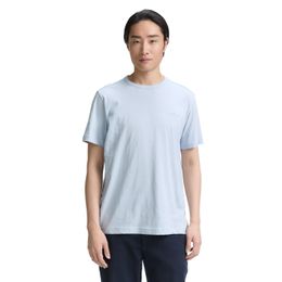 Tom Tailor Damen T-Shirt, blau, Gr. XXL, unifarben, Single Jersey, Obermaterial: 100% Baumwolle, Shirts, mit Logo Stickerei