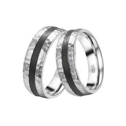 DOOSTI Damen Trauring "Schmuck Geschenk Edelstahl Trauring Ehering Partnerring LIEBE", 58, ohne Zirkonia, Carbon Edelstahl, 7mm, schwarz, Carbon,