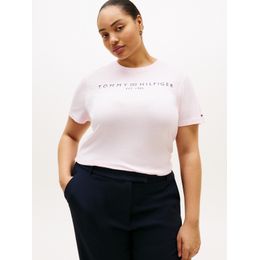 Damen T-Shirt "CRV REG CORP LOGO C-NK SS", rosa, Gr. 52, Tommy Hilfiger Curve, bedruckt, Single Jersey, Obermaterial: 100% Baumwolle, Shirts, in